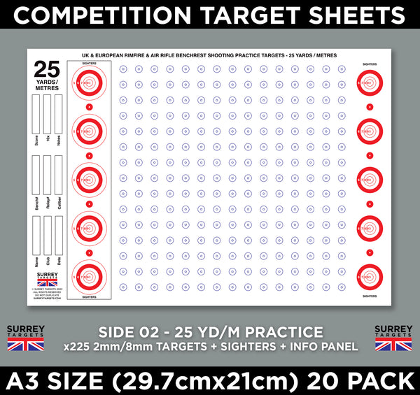 Competition & Practice Targets Sheets - Benchrest Rifle 25 Yards/Metre ...