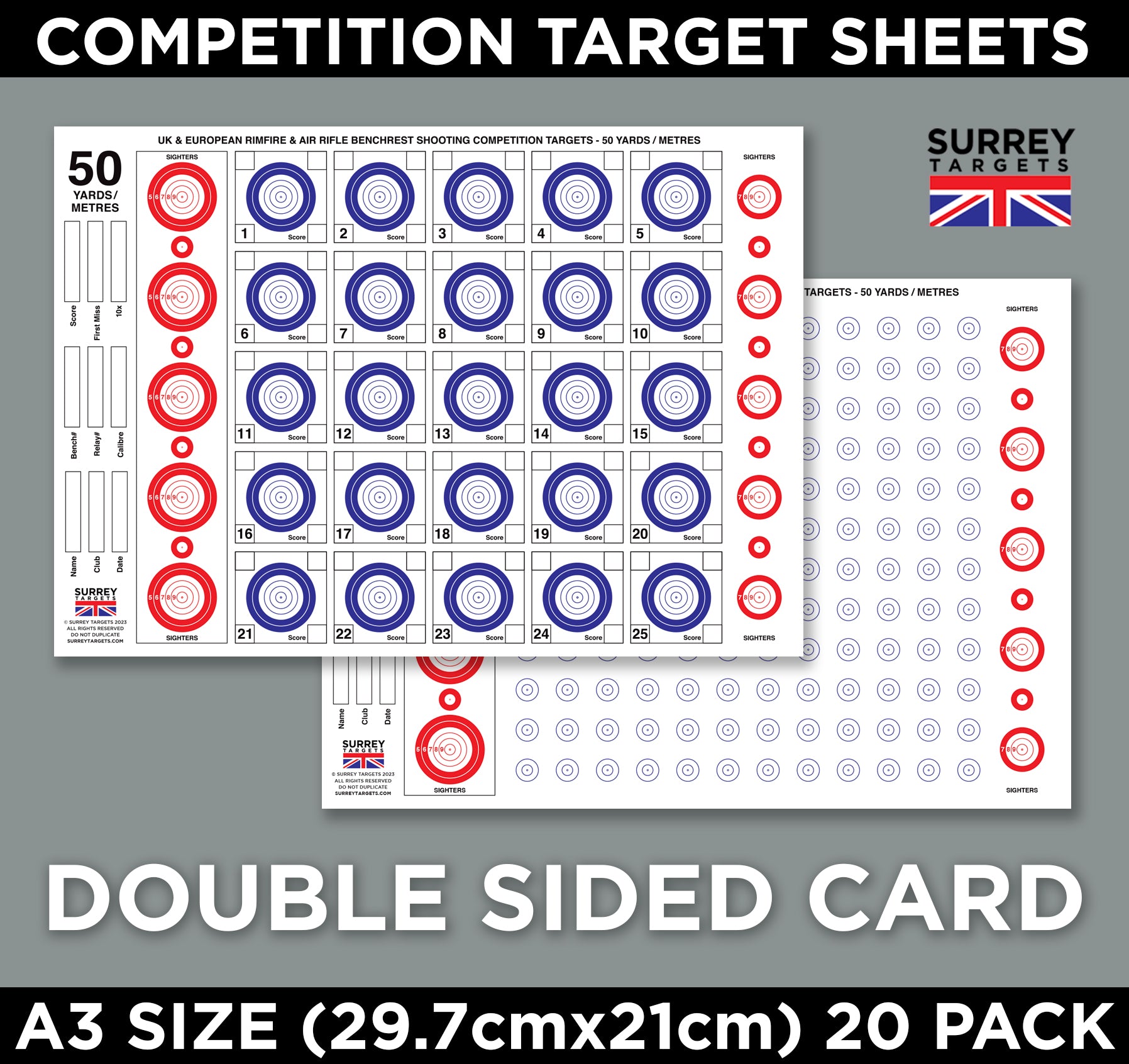 Competition & Practice Targets Sheets - Benchrest Rifle 50 Yards/Metre ...